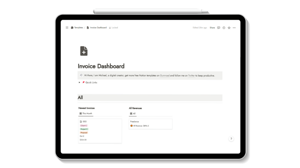 Notion Invoice Dashboard