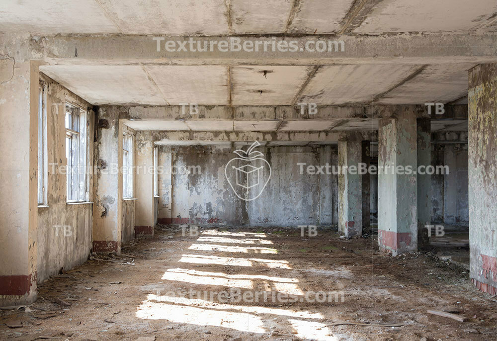 Inside abandoned building, after war concept