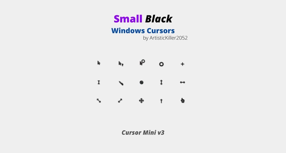 Small v3 Black Mini Cursor Windows 11/10/7