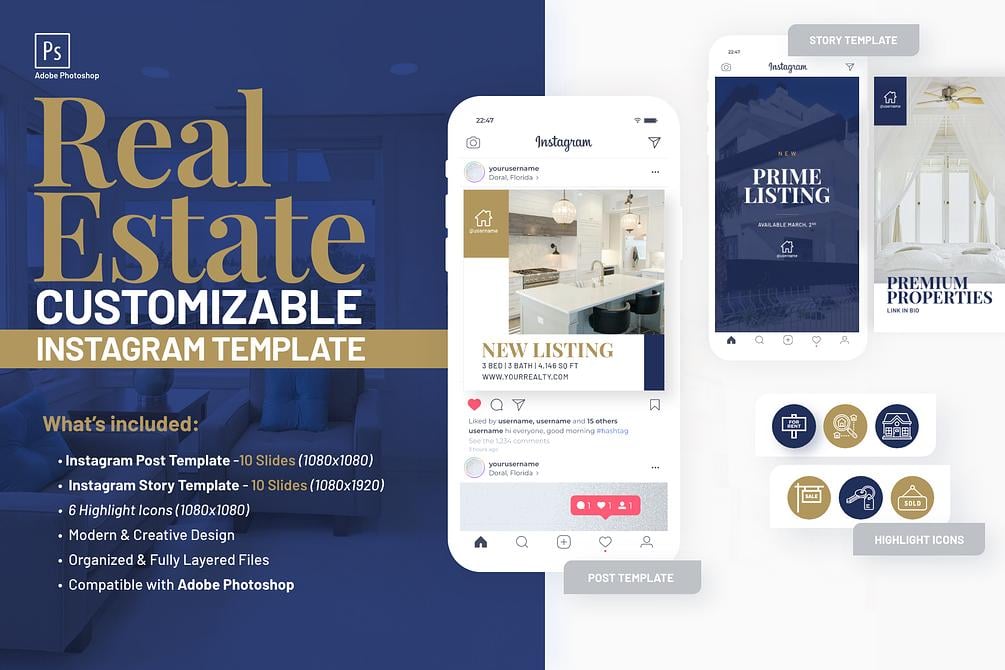 Real Estate - Instagram Carousel Template - Photoshop