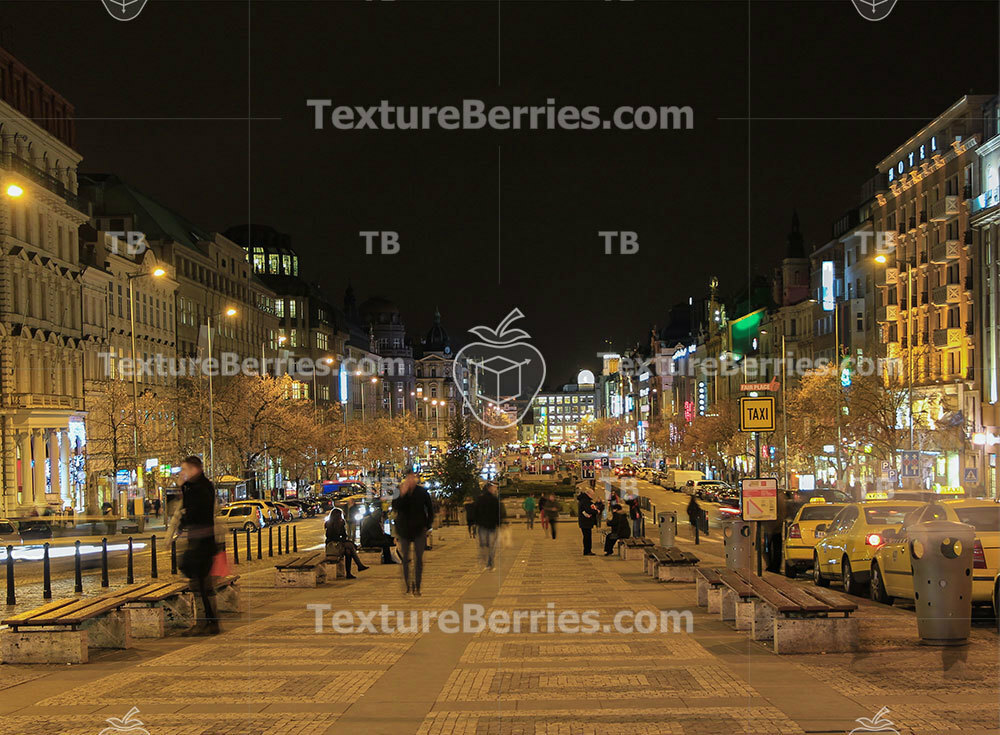 Wenceslas Square at night, Prague, Czech Republic