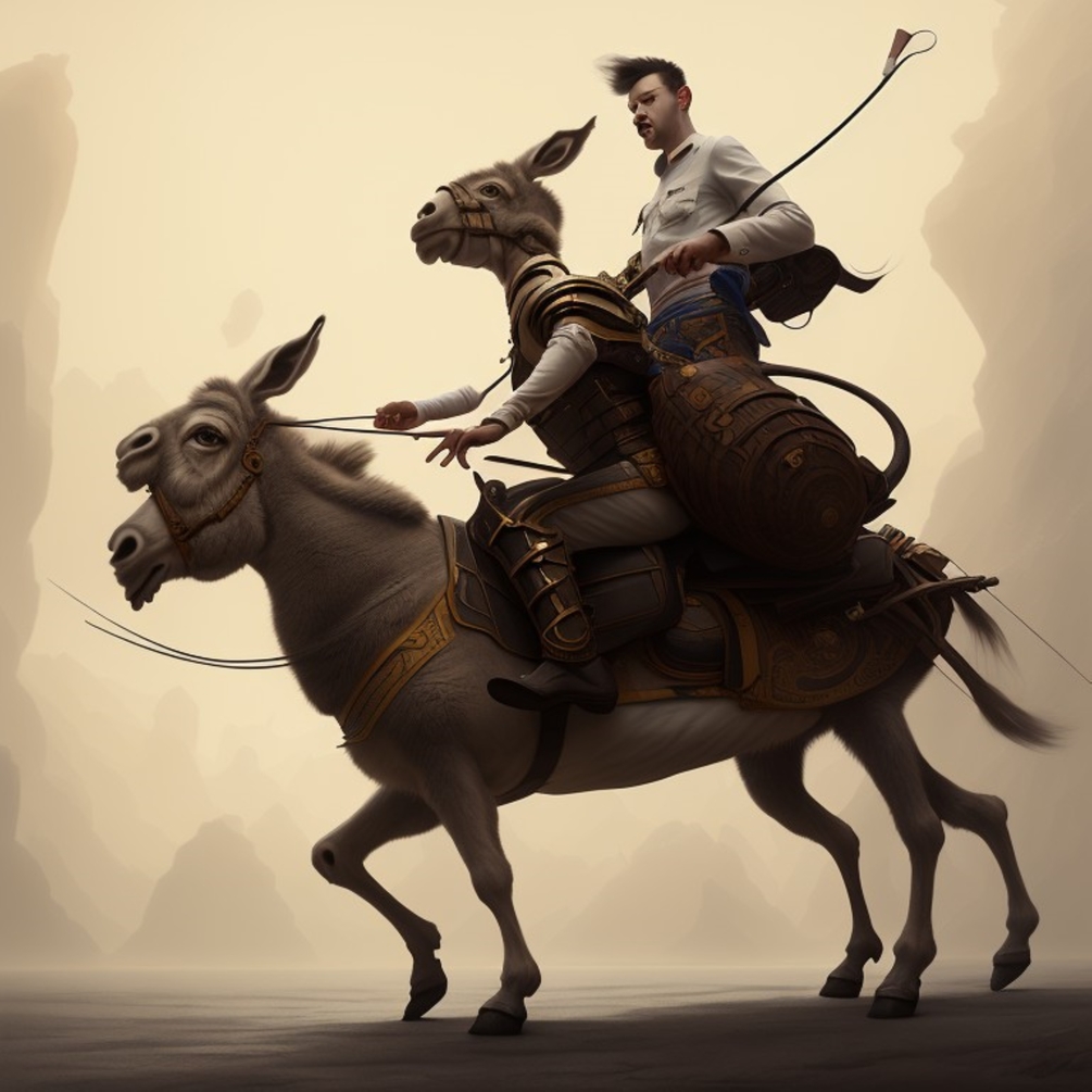 man riding a donkey