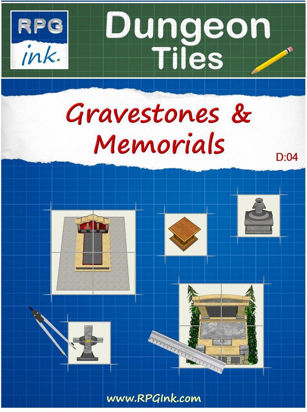 Dungeon Tiles - Gravestones & Memorials - D:04