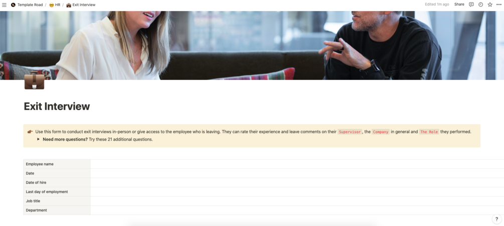 Notion - Exit Interview Template