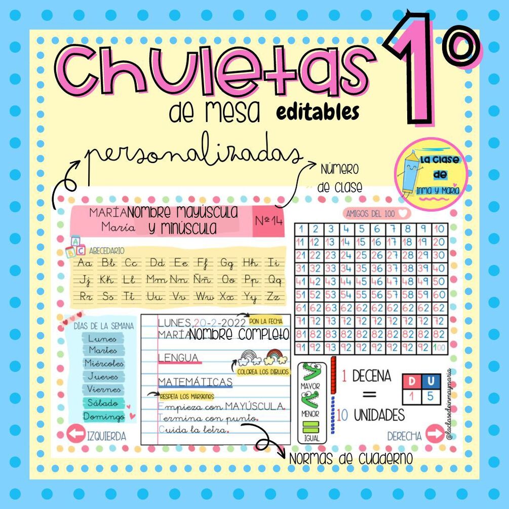 Chuletas de mesa para primero personalizables