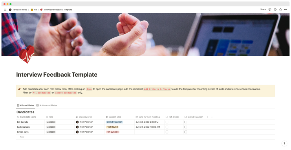 Notion Interview Feedback Template