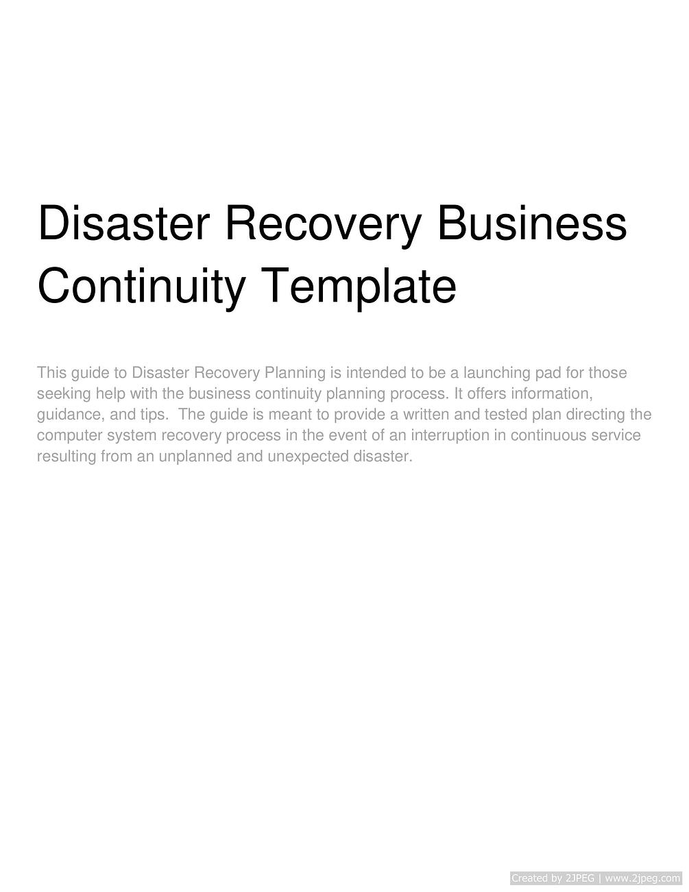 Disaster Recovery Business Continuity Template