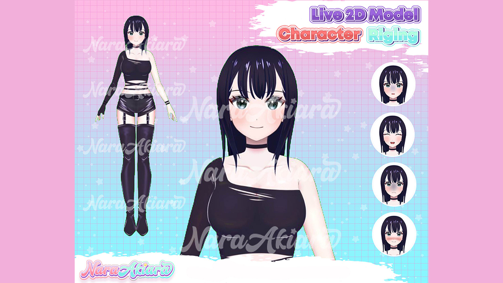 Vtuber Model and Rigging Anime Girl Emo Premade, Live2d ready to use ...