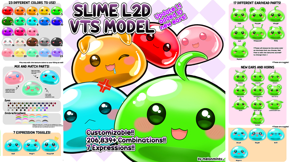 Customizable L2D Slime Vtuber Model