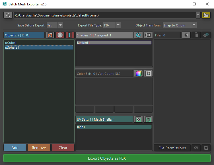 Maya - Batch Mesh Exporter v2.6