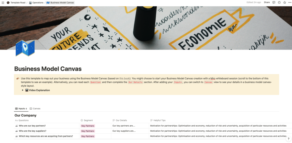 Notion - Business Model Canvas Template