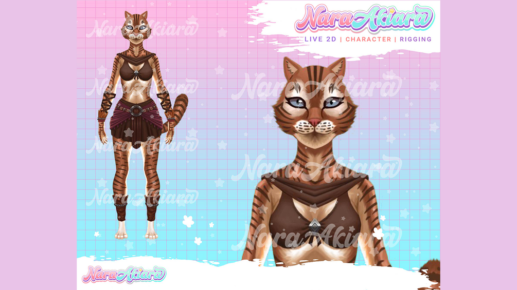 Live2d Vtuber Model Anime Brown Tiger Girl