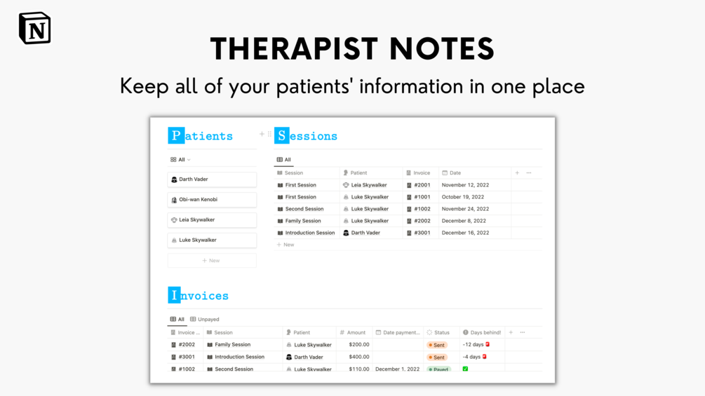'Therapist Notes' Notion Template