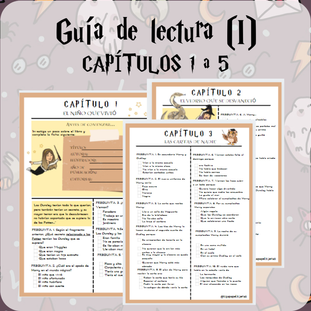 Guía lectura capítulos 1-5 Harry Potter y la piedra filosofal