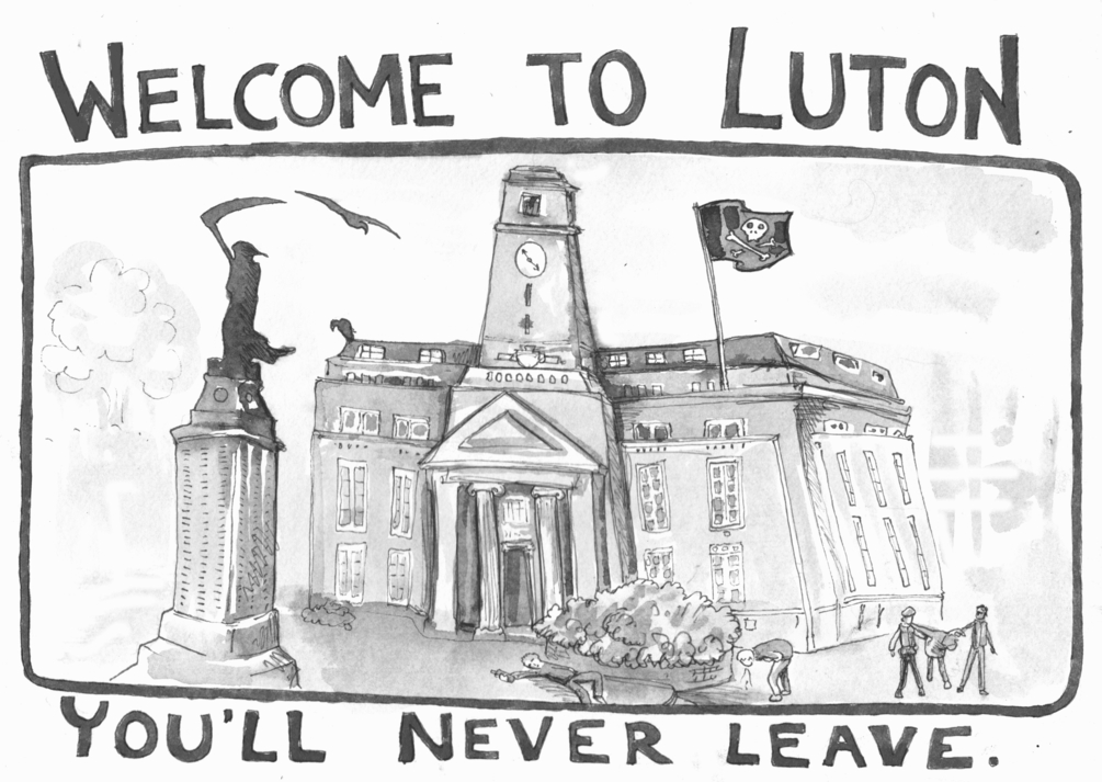 5 "Welcome to Luton" postcards
