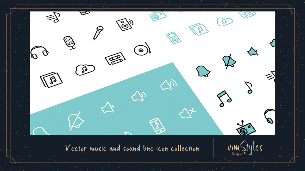 Vector MUSIC and SOUND line icon collection (4 styles)