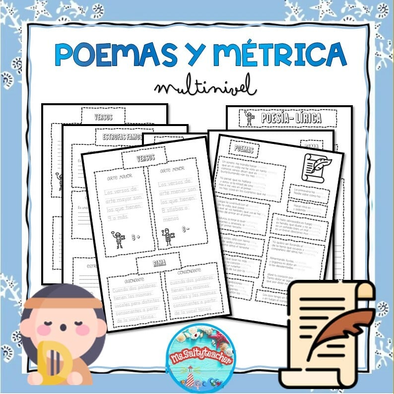 LENGUA 5º y 6º: poesía, lírica, rima, métrica multinivel EN GALLEGO Y CASTELLANO