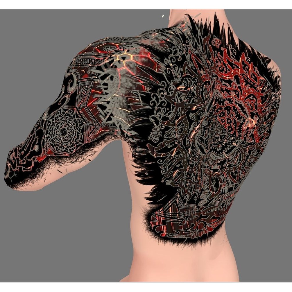 Arm & Back Art Tattoo Texture Pack (Pandaabear Male Format)