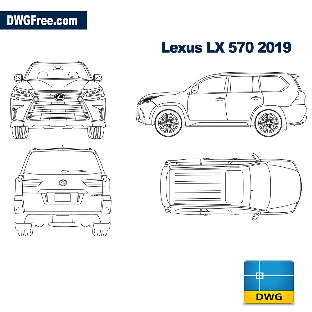 Drawing Autocad Blocks Lexus LX570 2019