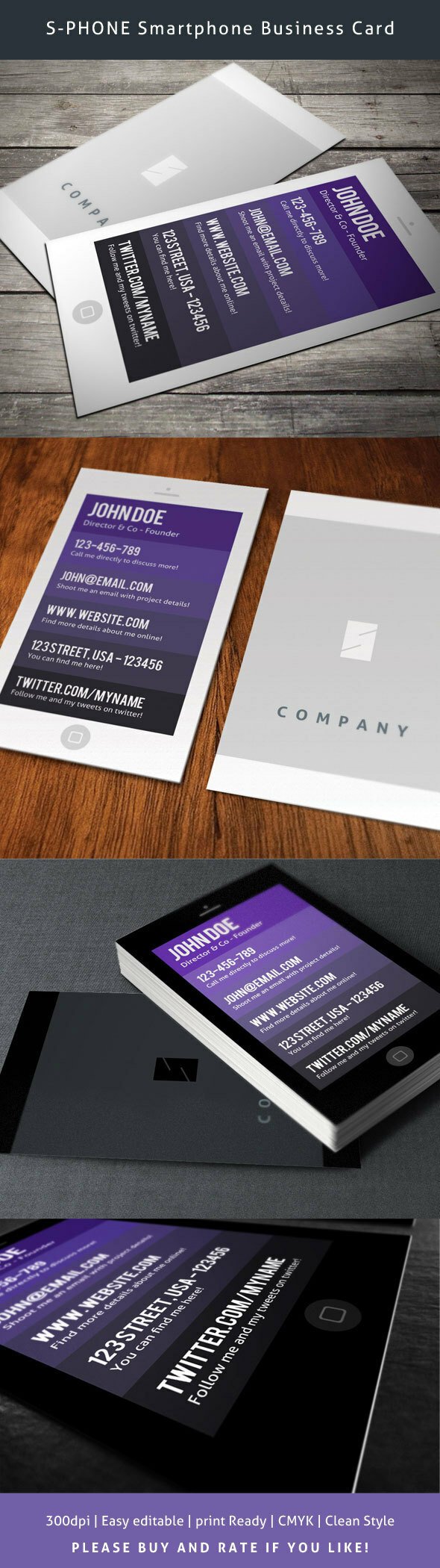 Flat Smart Phone Business Card Template