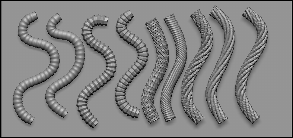 ZBrush Multi Mesh Curve Brush. Flextube and Cables Pack 1. Basic/ Sci-fi