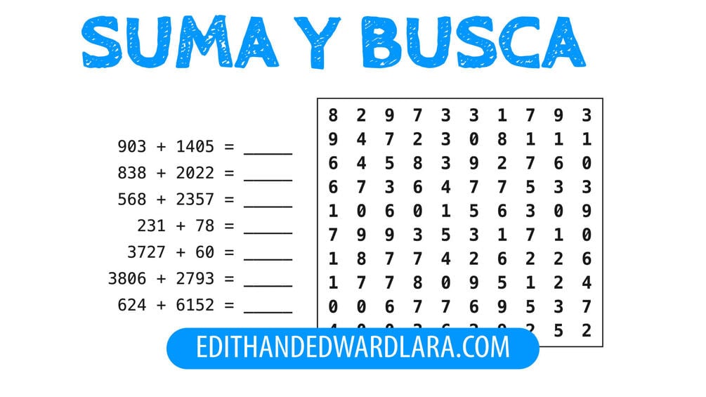 Suma y Busca: Matemática Divertida: Sopa de Números para Niños en Formato PDF