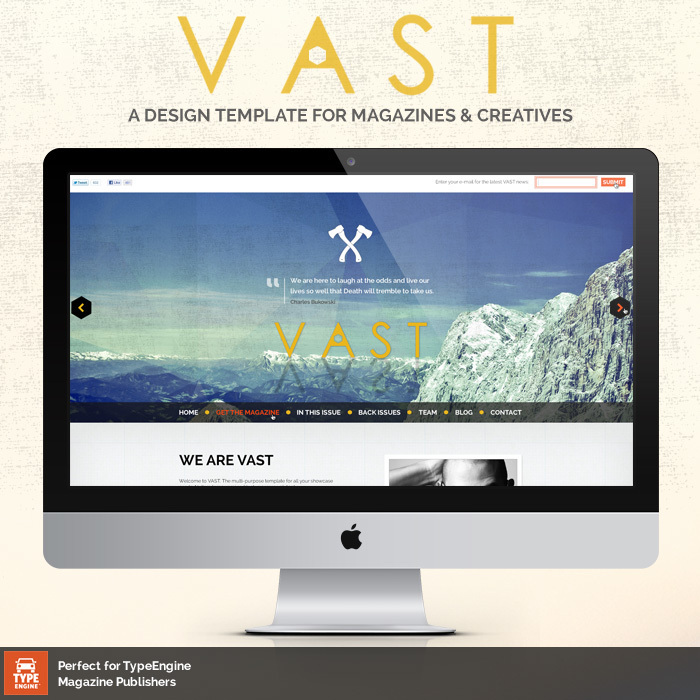 VAST - One Page Website and Blog Photoshop Design Template for Magazines