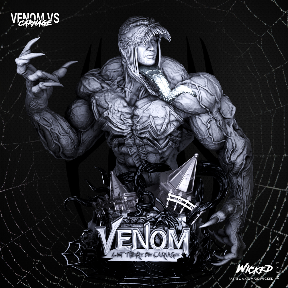 Wicked Marvel Venom Bust: Tested and ready for 3d printing