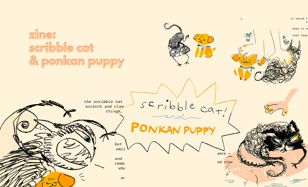 [ZINE] scribble cat & ponkan puppy