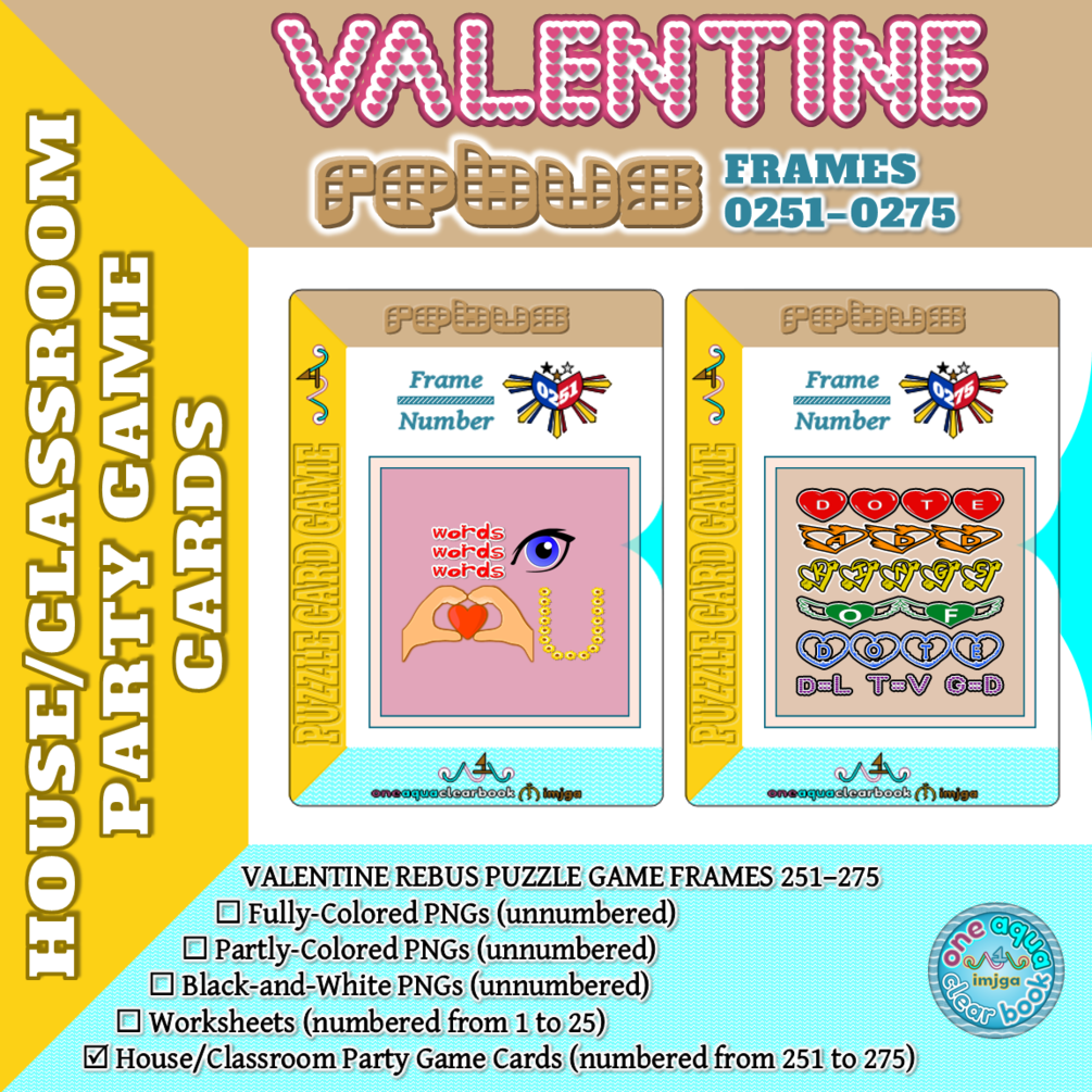 VALENTINE Rebus Puzzle Party Game Cards 251–275