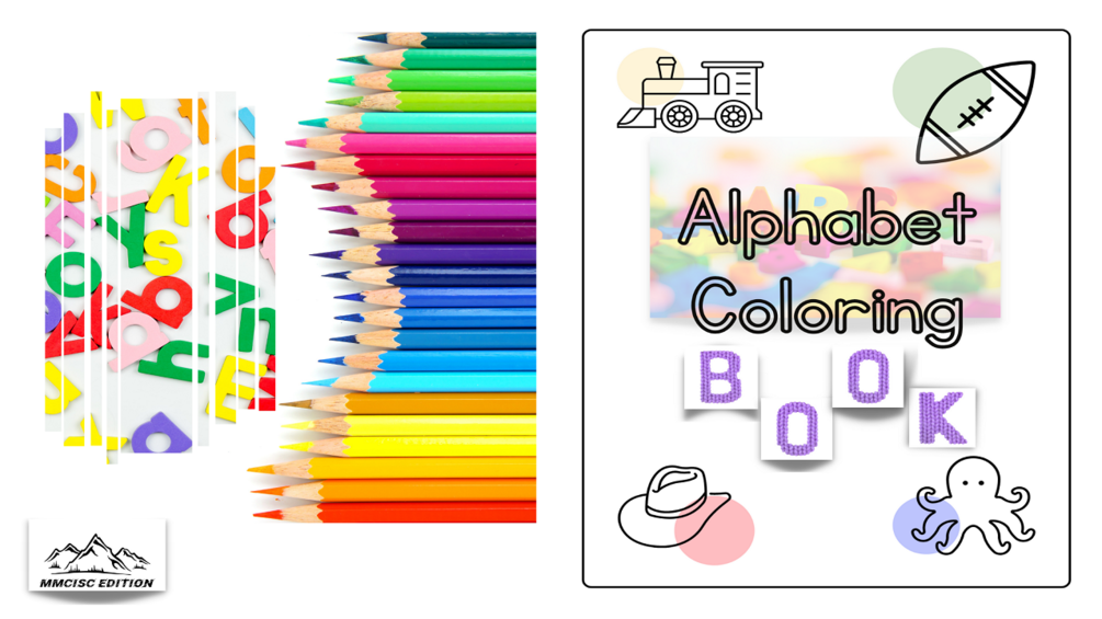 Alphabet book and coloring book interior and cover