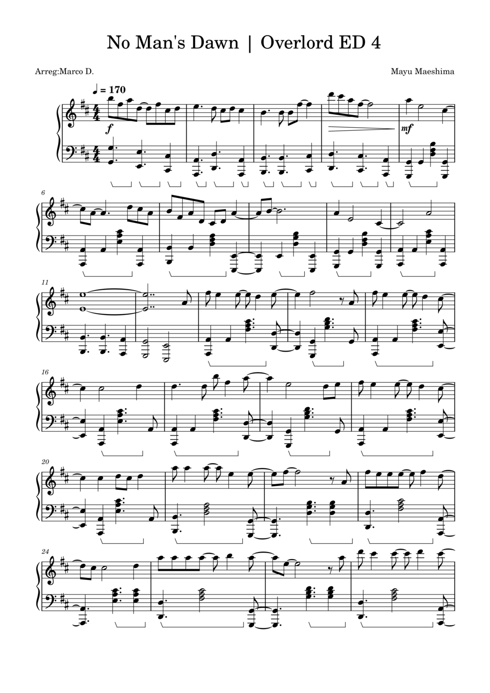 No Man's Dawn | Overlord ED 4 SHEET + MIDI