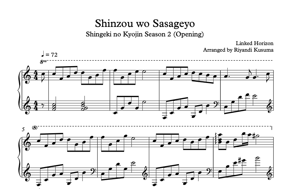Shinzou wo Sasageyo - Attack on Titan Season 2 OP (Sheet Music)