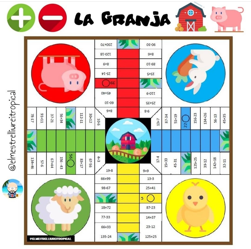 Parchís - La Granja (Cálculo mental +&-)