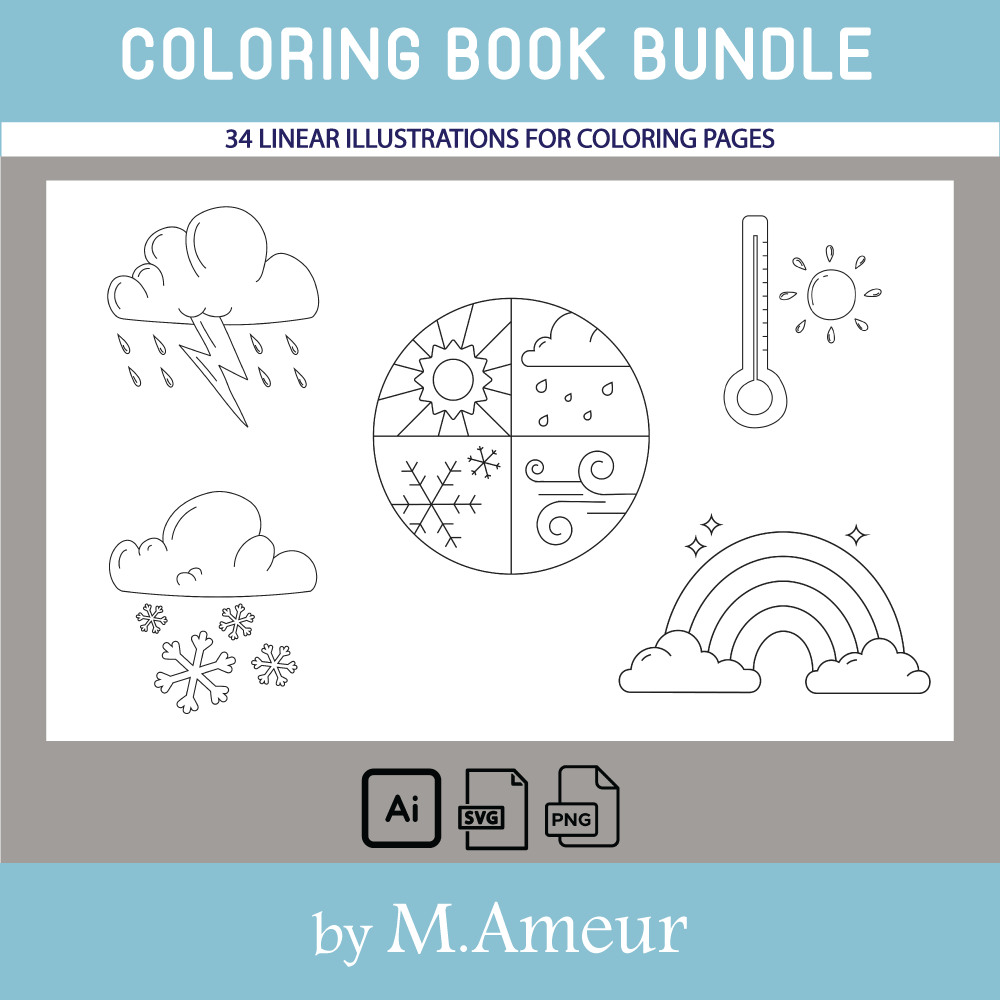Weather Coloring Book KDP interiors - Bundle