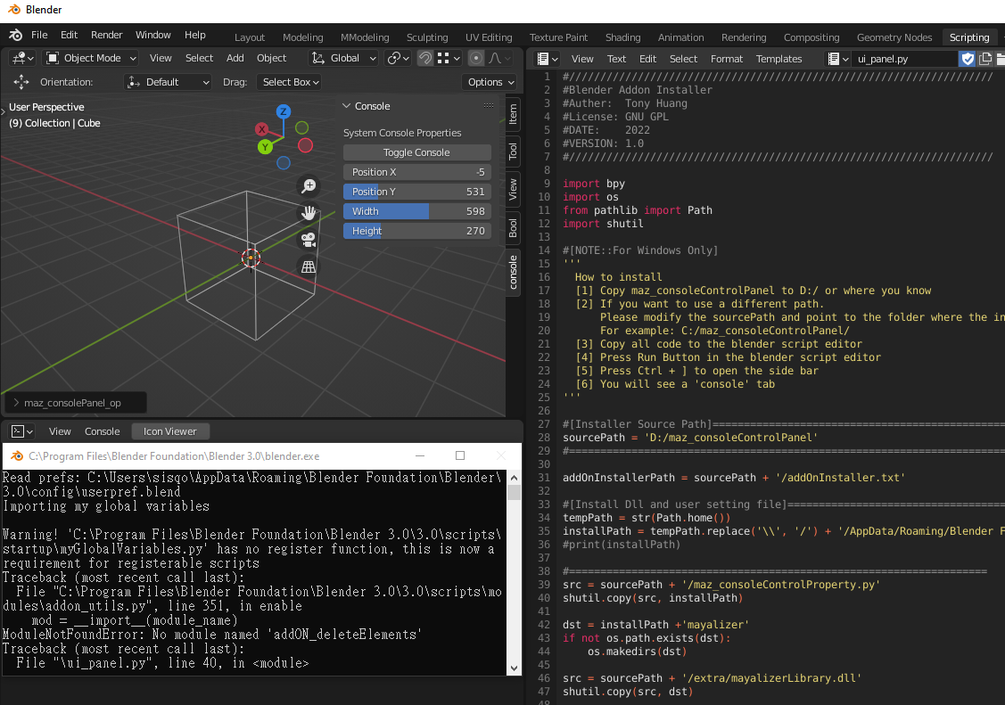Blender System Console Controler