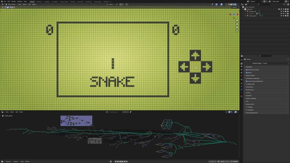 Snake Game (Playable) - Blender Geometry Nodes