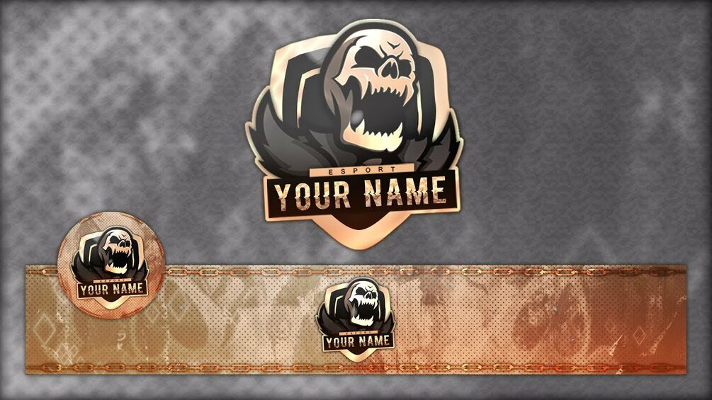 Gamıng Skull Mascot/Clan Logo w/Banner And Avatar Template
