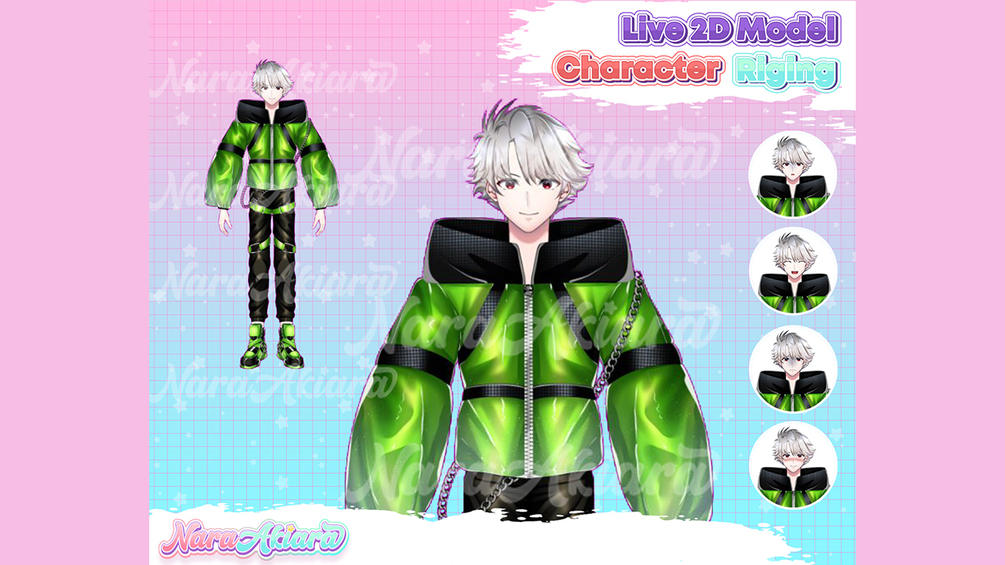 Vtuber Model and Rigging Anime Male Grey Hair Cyberpunk Premade, Live2d ...