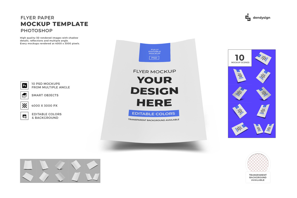 Flyer Paper A4 Mockup Template Set Vol 4