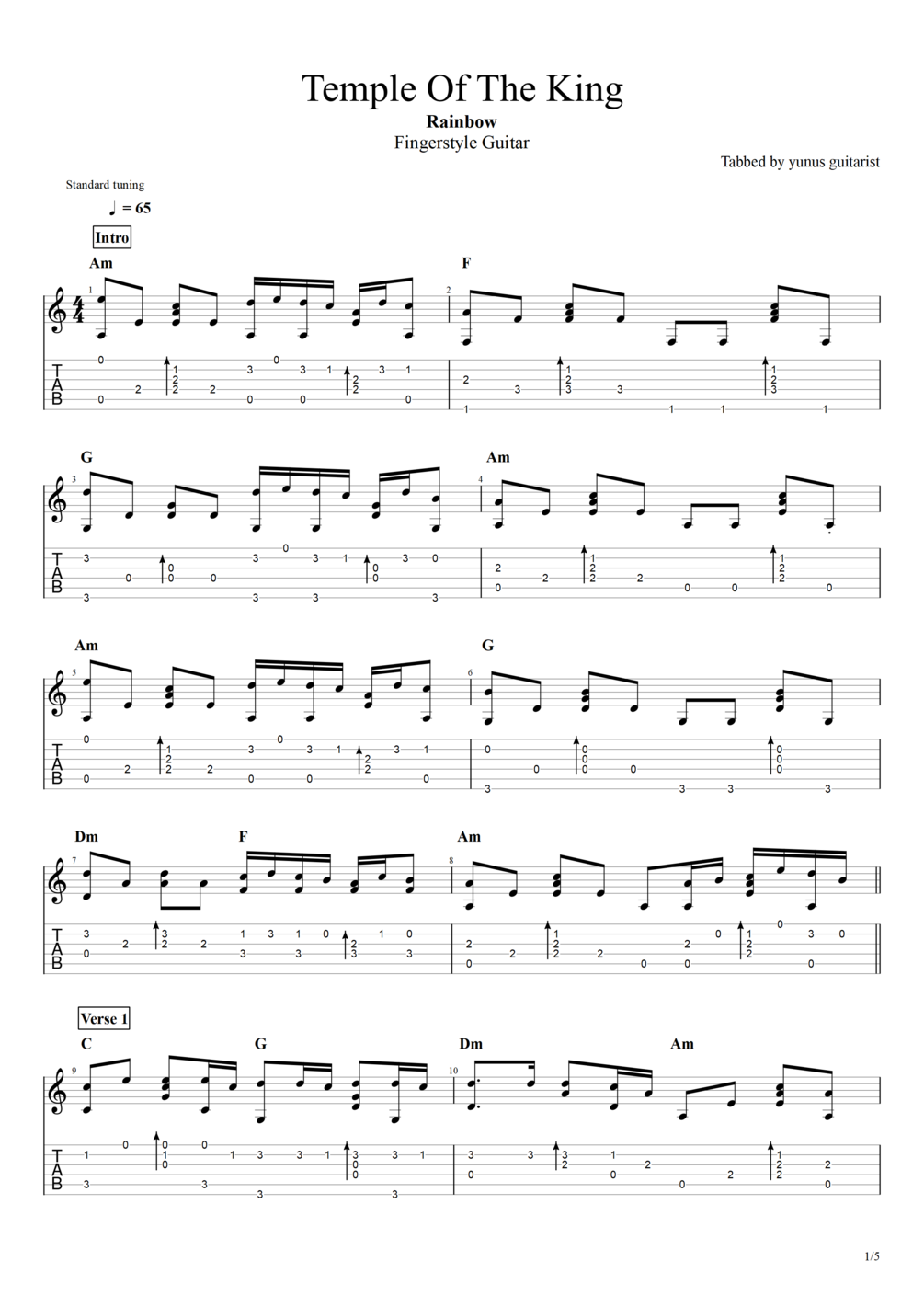 TAB. Temple Of The King - Rainbow