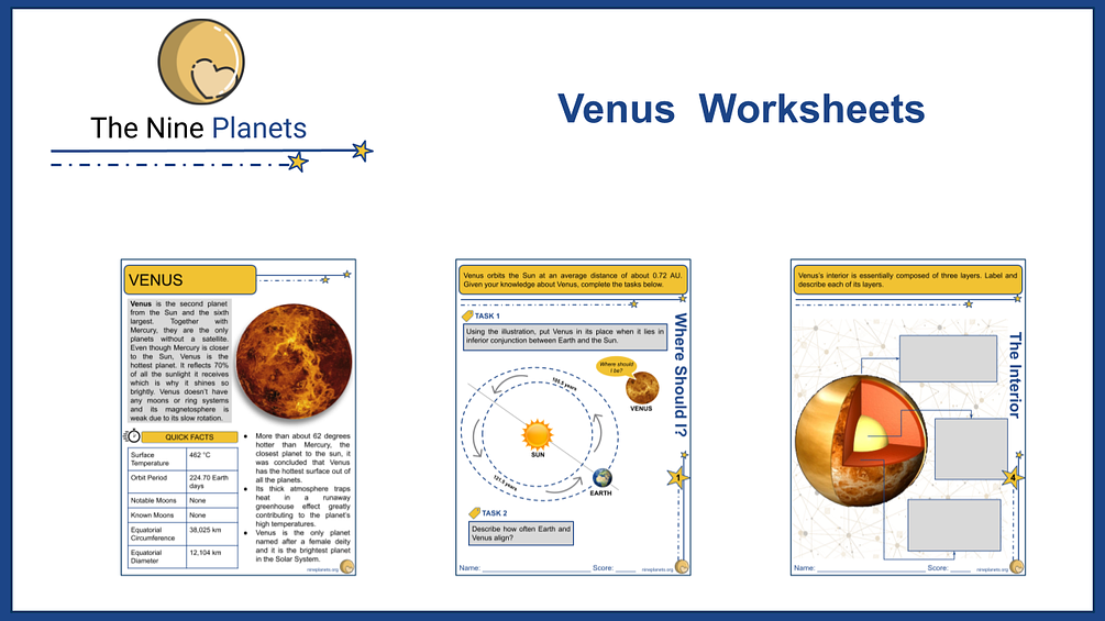 Venus Worksheets for Kids
