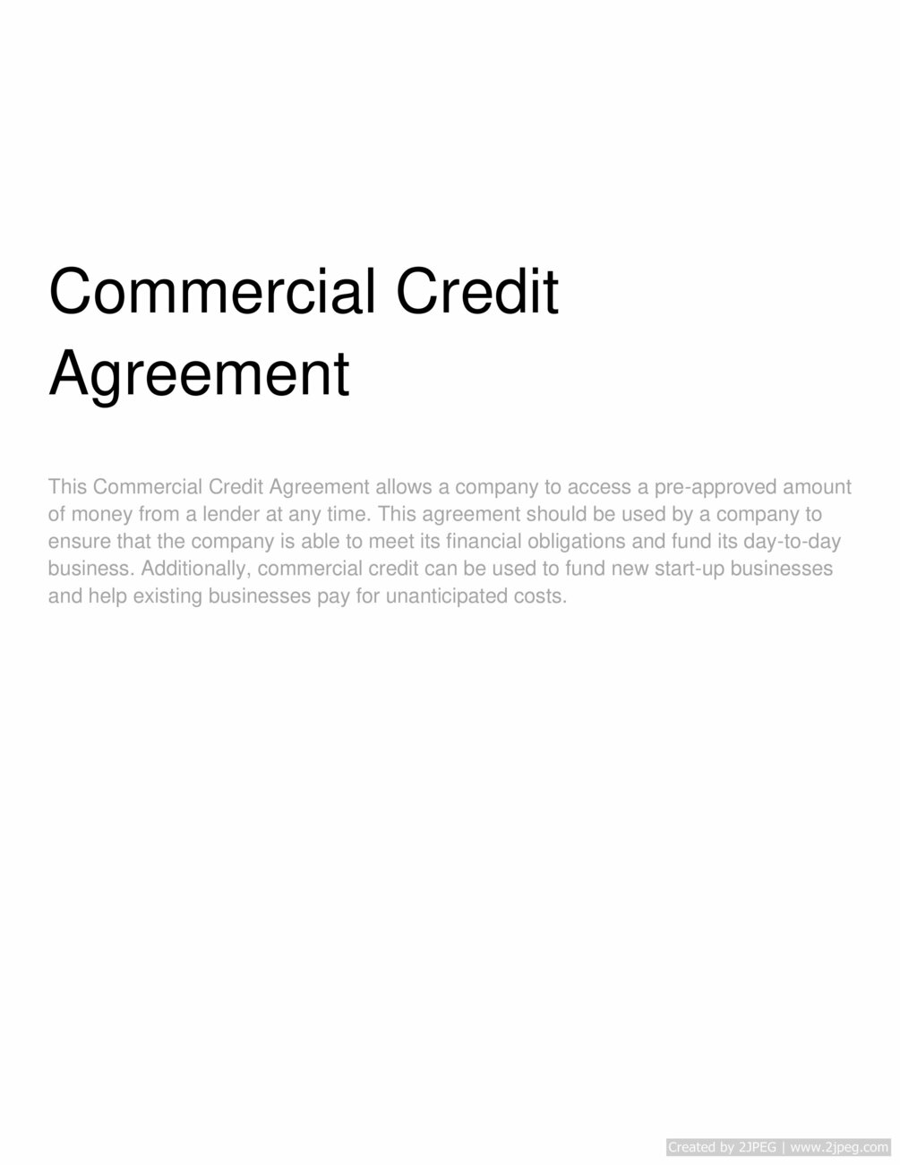 Commercial Credit Agreement