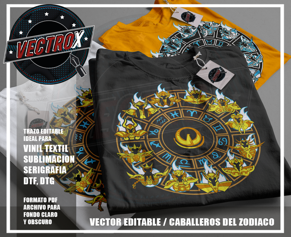 Vector Editable - Círculo Caballeros del Zodiaco