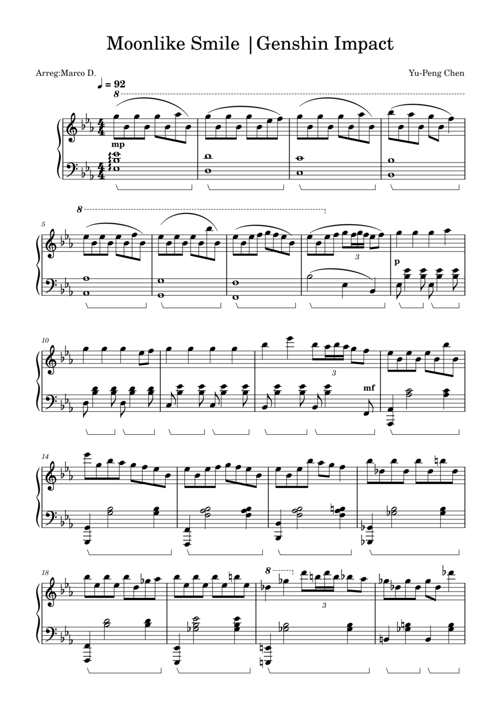 Moonlike Smile |Genshin Impact SHEET + MIDI