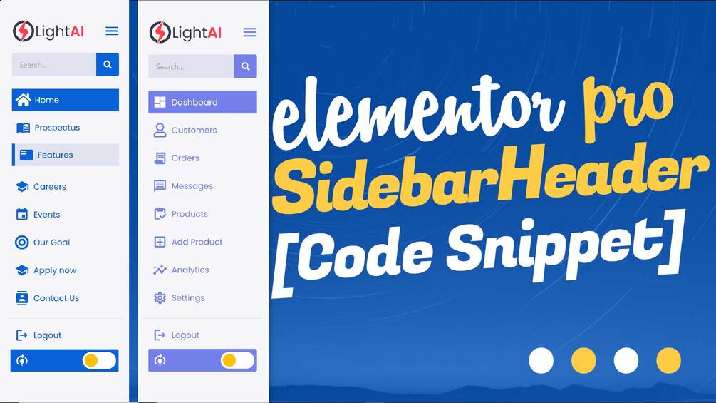 Elementor Sidebar Header-Code-Snippets