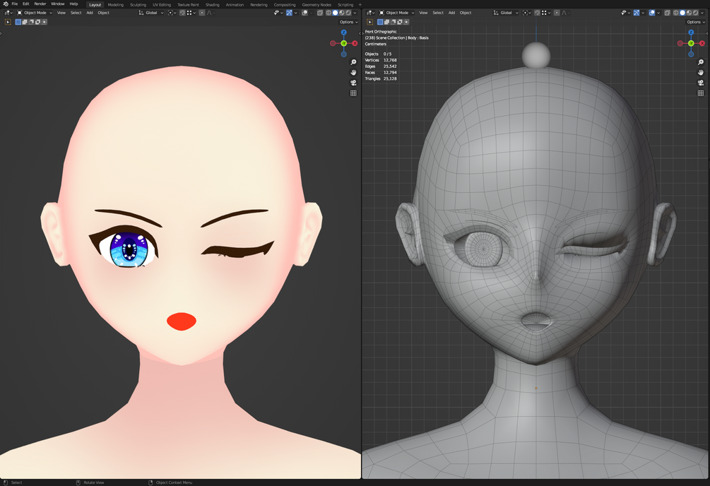 3D Female Anime Style Body Base With Textures and Shape Keys