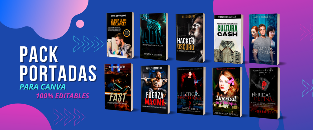 Pack de 10 Plantillas en Canva para Portadas de Libros
