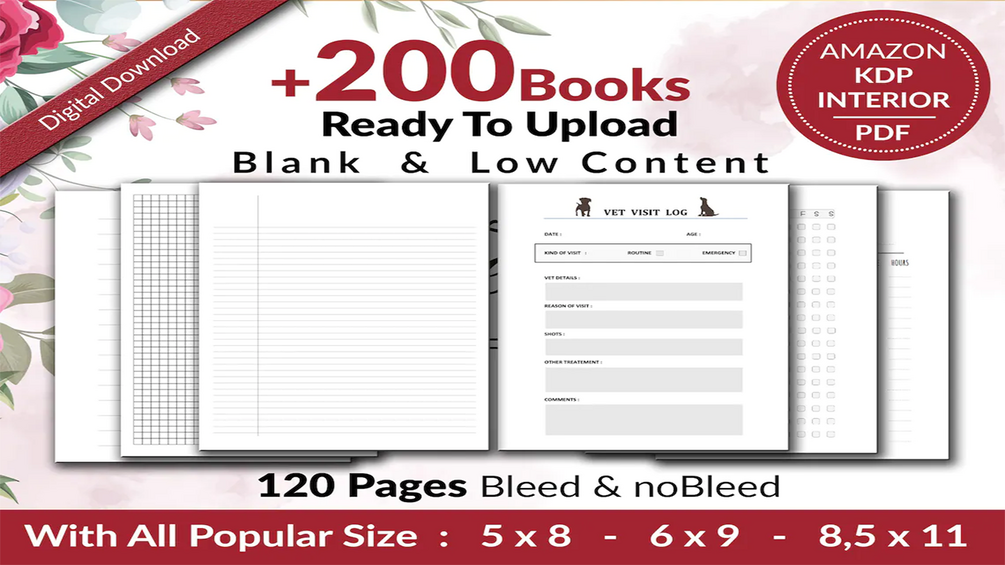 Amazon KDP interiors Bundle +200 book, Blank Journal & Low Content ...