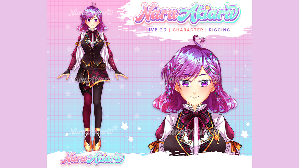 Live2d Vtuber Model Anime Girls Purple Clothes